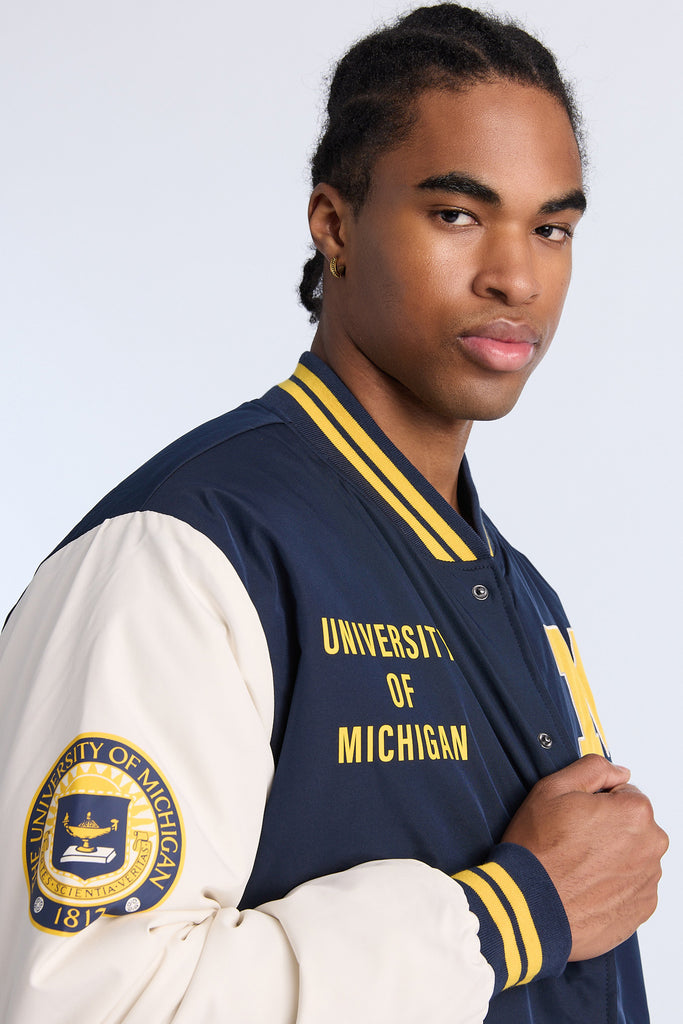Mens University Of Michigan Nylon Varsity Jacket – Amnesia