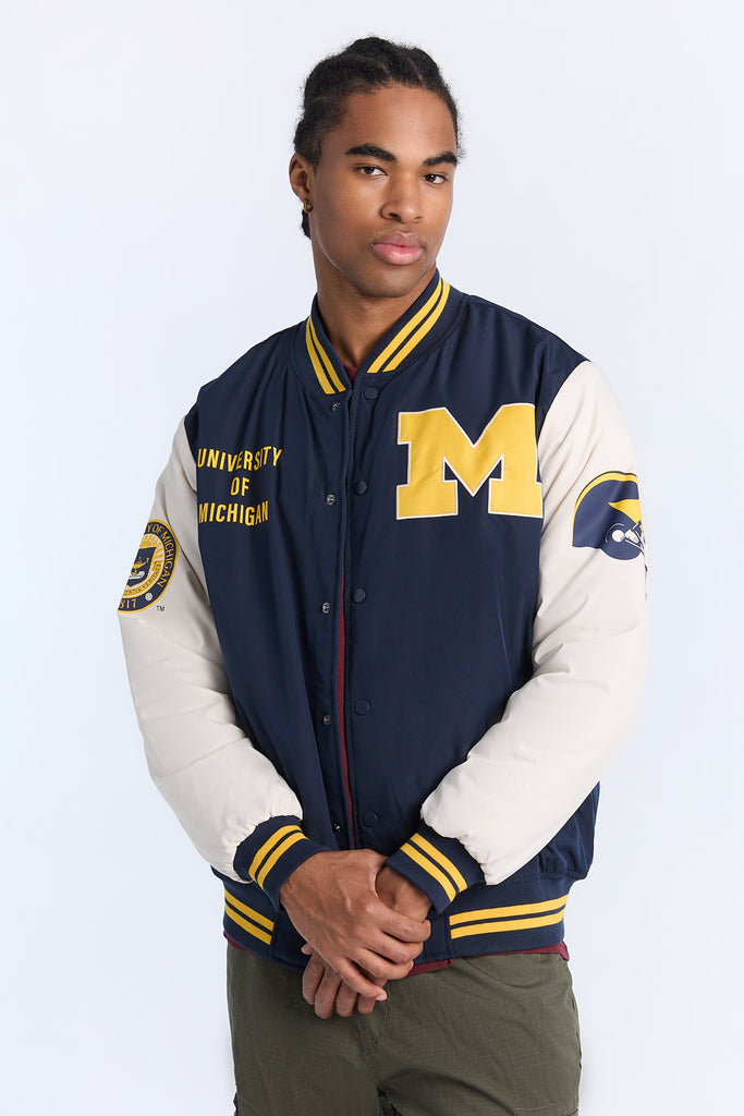 Mens University Of Michigan Nylon Varsity Jacket – Amnesia